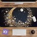 Celestial Desk Mat, Floral Design With Moon and Stars for Office Decor ...