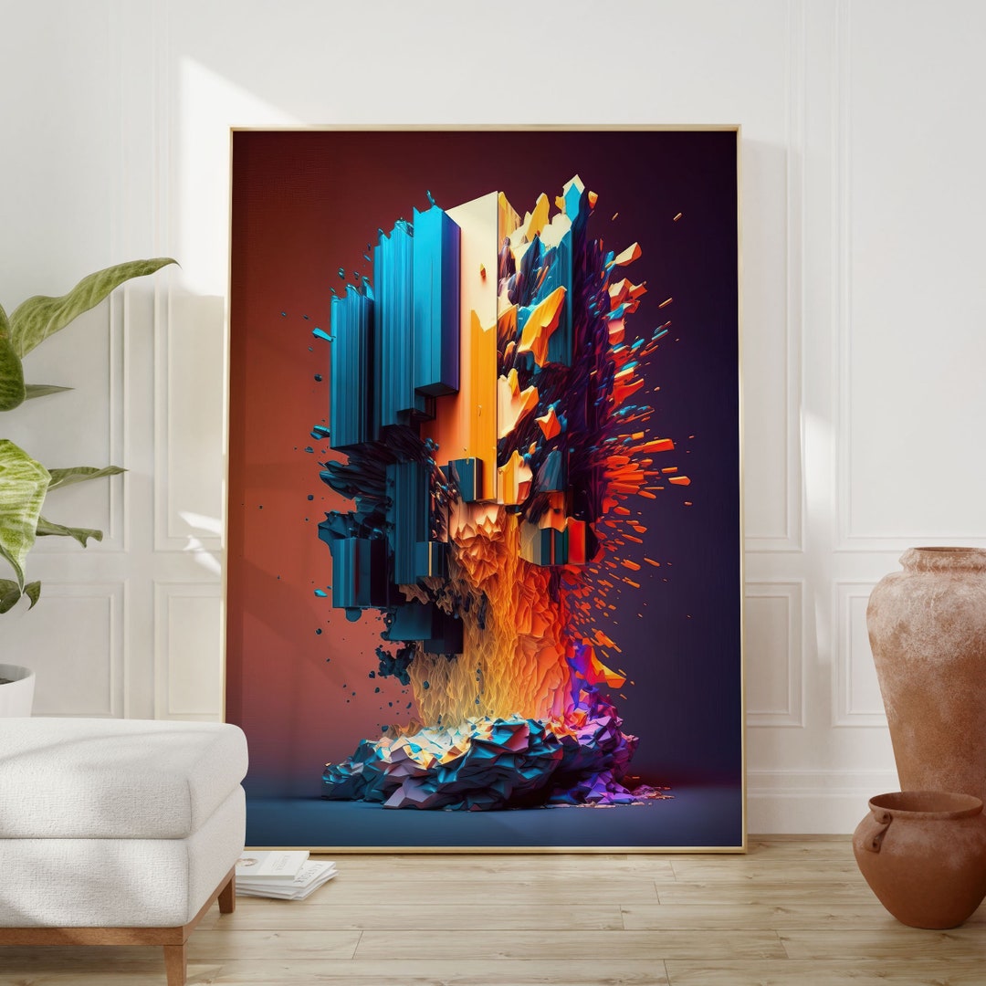 Maximalist Pop Art Print With Bold Geometric Shapes Modern Home Decor ...