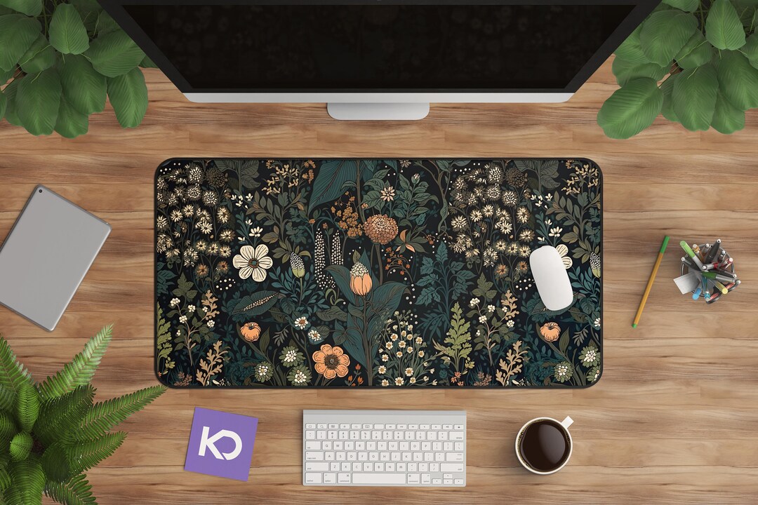 Cottagecore Desk Mat: Floral & Botanical Design for a Stylish Office or ...