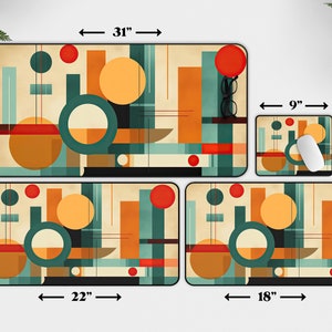 Mid Century Modern Desk Mat - Geometric & Abstract Art, Vibrant Colors ...