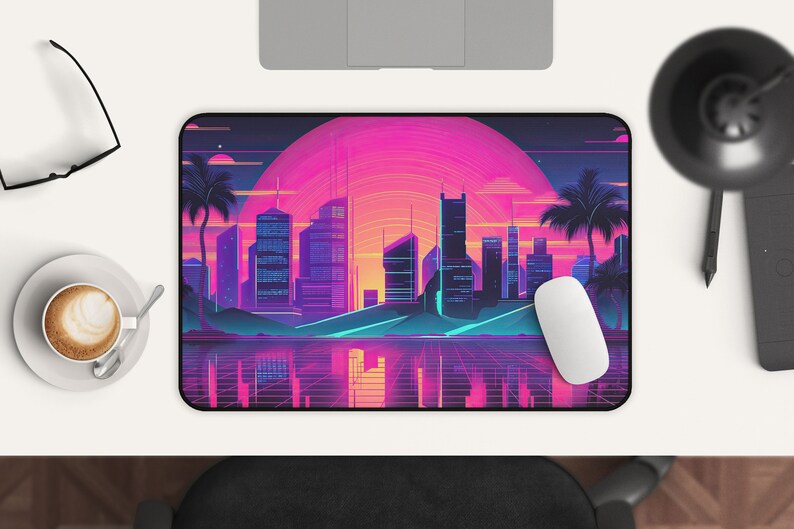Synthwave Desk Mat: Retro 80s Neon City Extended Mouse Pad - Etsy