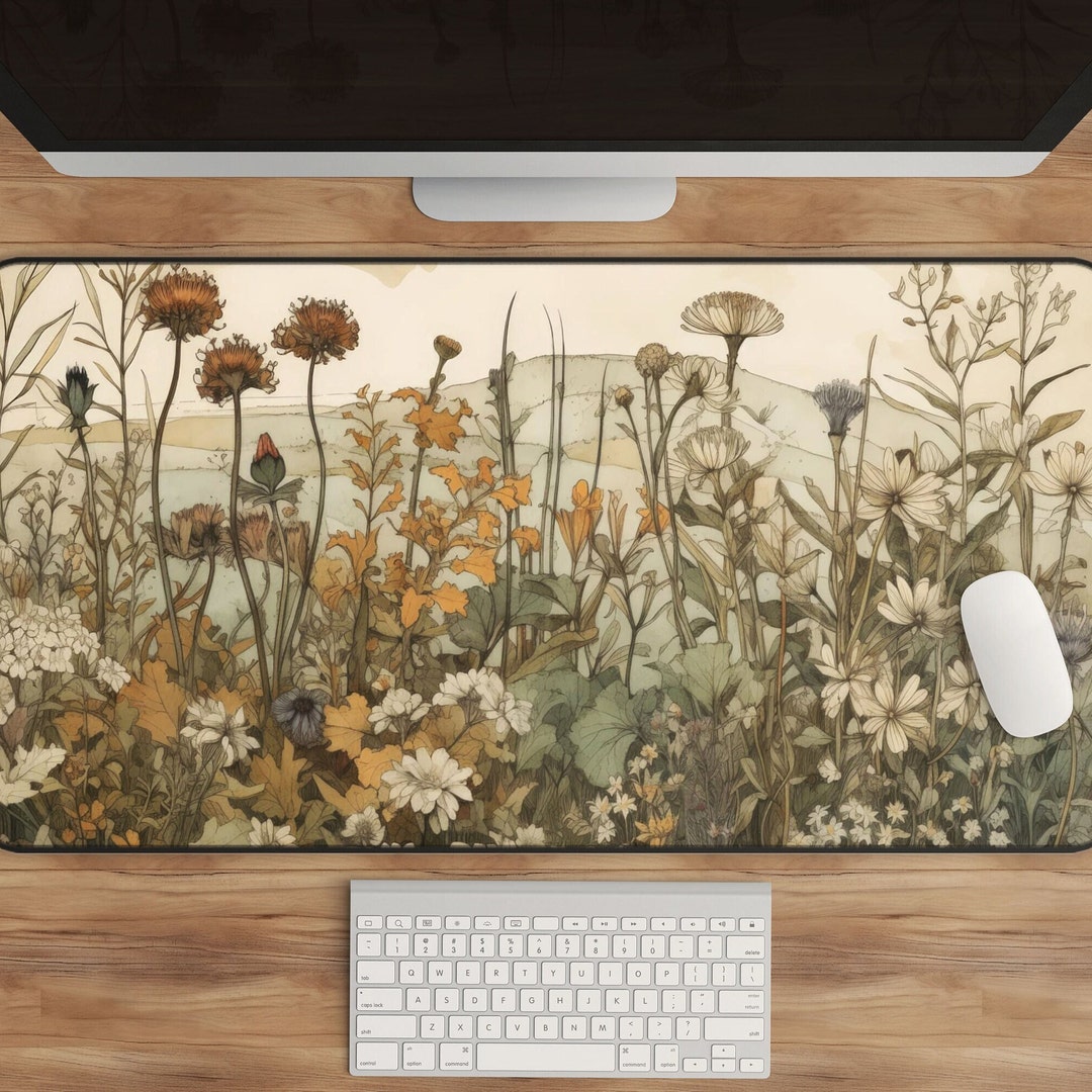 Cottagecore Desk Mat Floral Nature Mousepad Vintage - Etsy