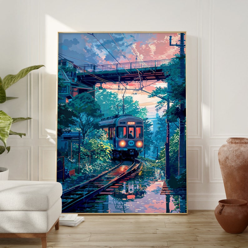 Anime Train Art Print: Vaporwave Lofi Hip Hop (multiple Sizes) - Etsy