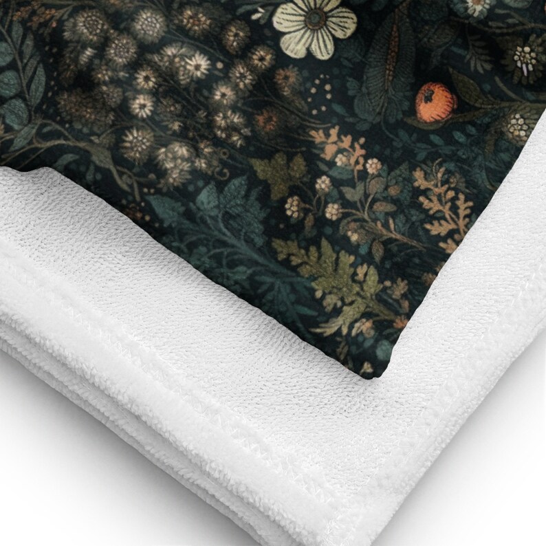 Cottagecore Floral Beach Towel, Moody Botanical Print (large 62x32") - Etsy