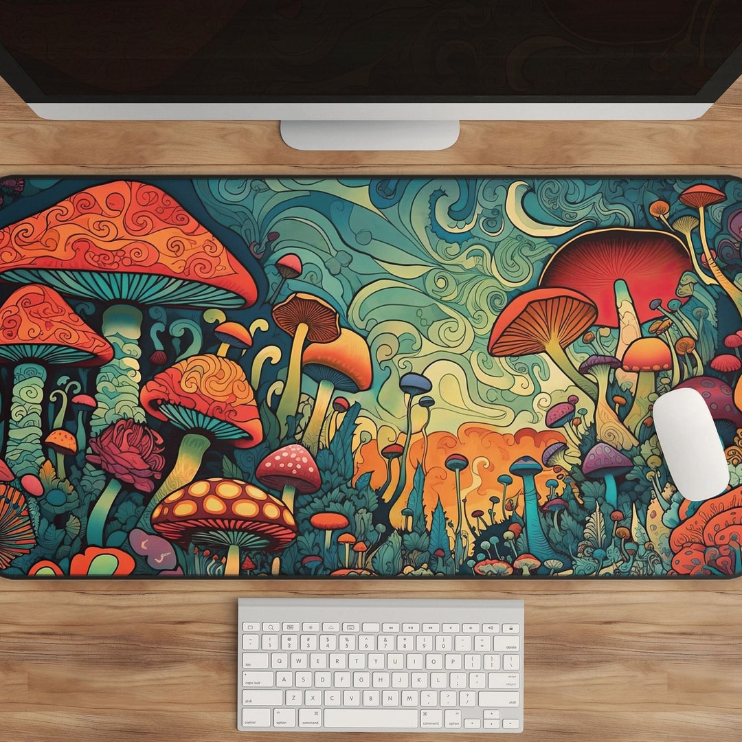 Psychedelic Mushroom Desk Mat: Trippy Home Office Decor - Etsy