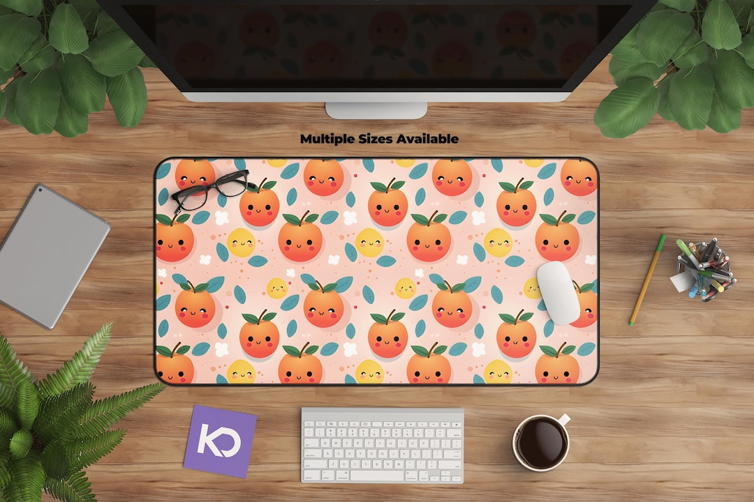 Peach Desk Mat: Kawaii and Anime Inspired, Large Mouse Pad for Gaming ...