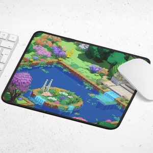 Pixel Art Desk Mat serenity Pond Green Nature-inspired Desk Mat, Cute ...