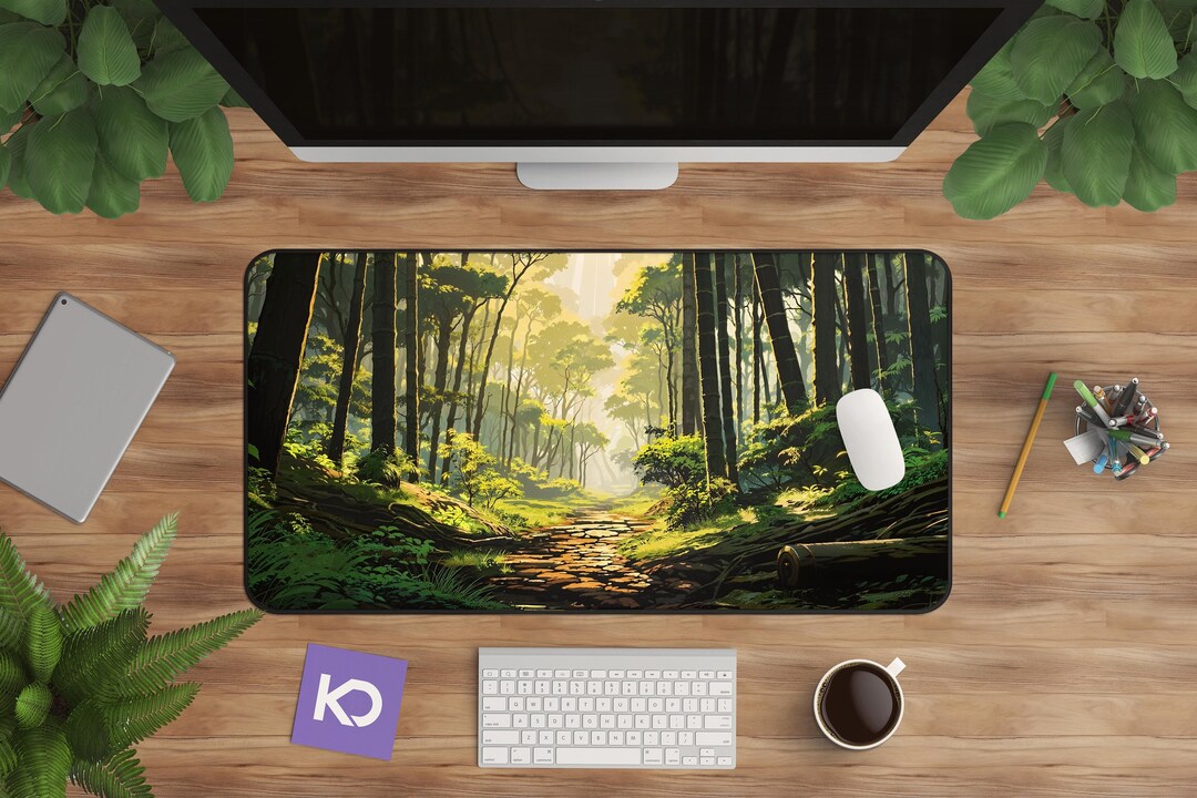 Anime Desk Mat - Forest Theme for Office & Lofi Aesthetic, Artistic ...
