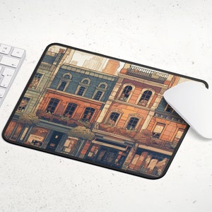 European Street Scene Desk Mat, Anime Cityscape, Detailed Illustration ...