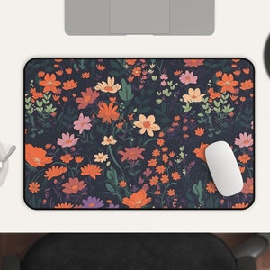 Floral Desk Mat, Cottagecore Desk Mat, Large Desk Mat, Extended Mouse ...