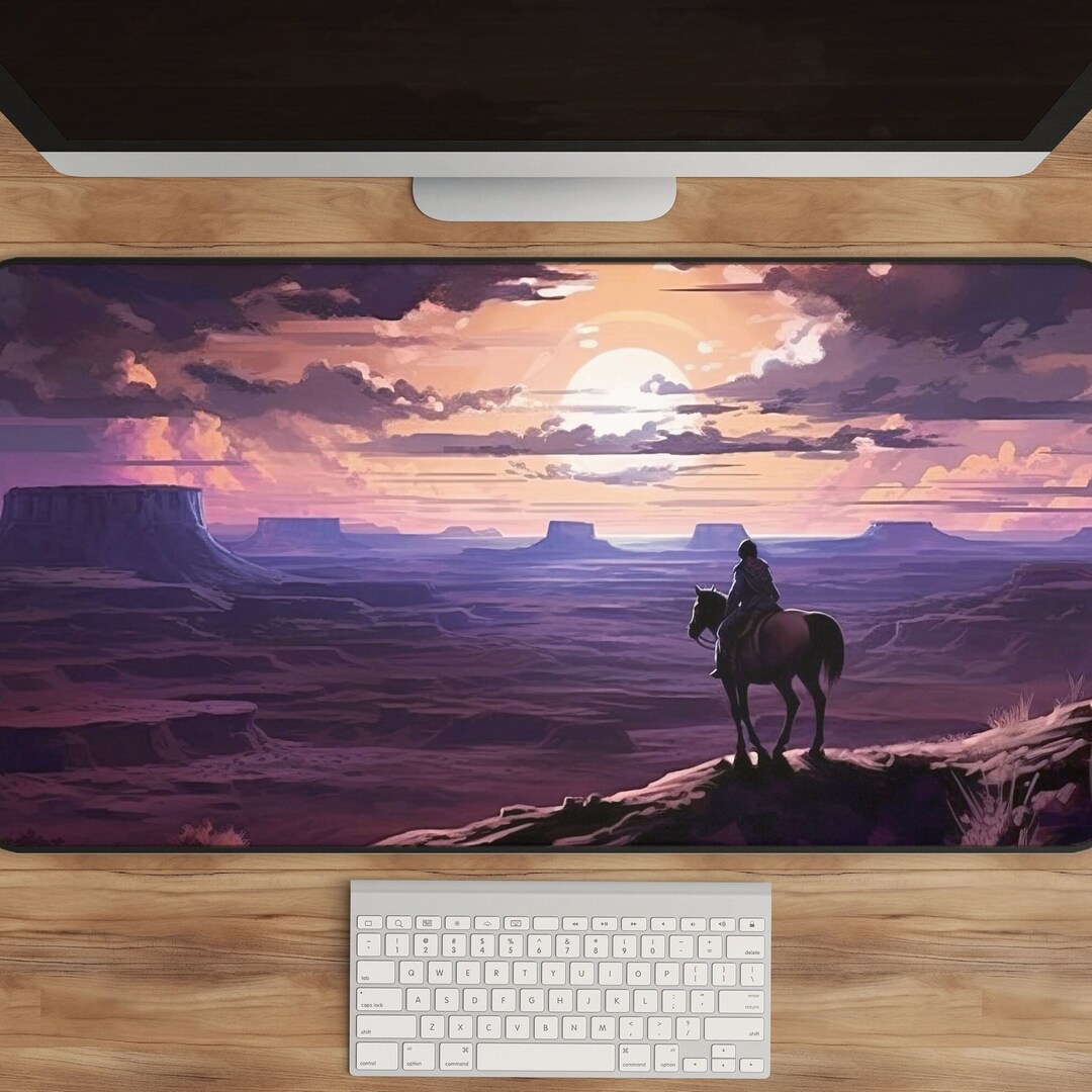 Anime Cowboy Desk Mat: Desert Horse Art, Gaming Mouse Pad, Extra Large ...