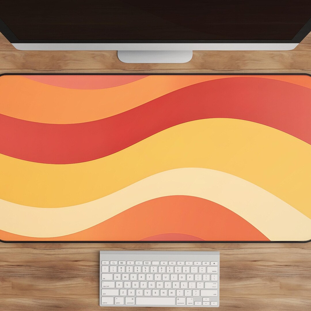 Vibrant Wave Desk Mat - 70s Decor Inspired, Trendy Workspace, Large ...