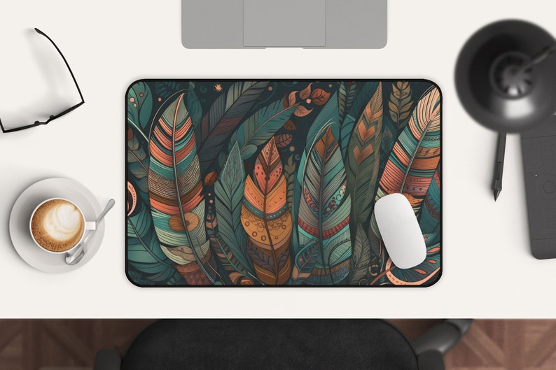Custom Feather Desk Mat Cute Desk Pad Boho Desk Mat Nature - Etsy