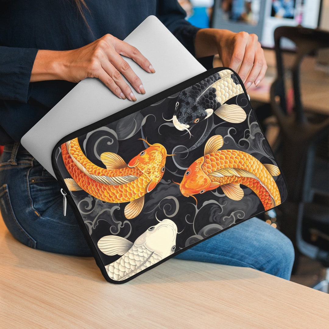 Koi Fish Laptop Sleeve, Elegant Japanese Inspired Art Laptop Cover for ...