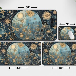 Celestial Floral Moon Desk Mat: Enchanted Workspace Decor - Etsy