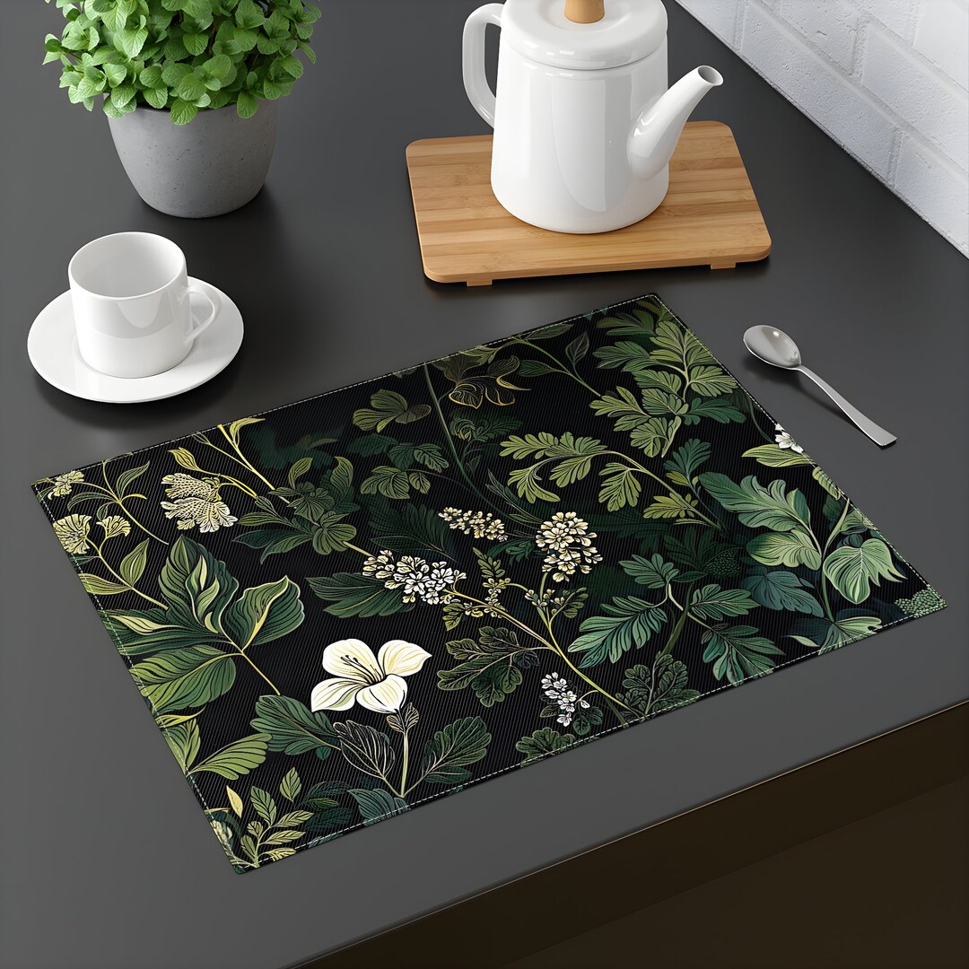 Botanical Placemat: Vintage Leaf Print, Elegant Table Decor - Etsy