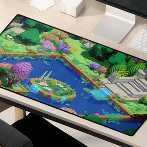 Pixel Art Desk Mat serenity Pond Green Nature-inspired Desk Mat, Cute ...