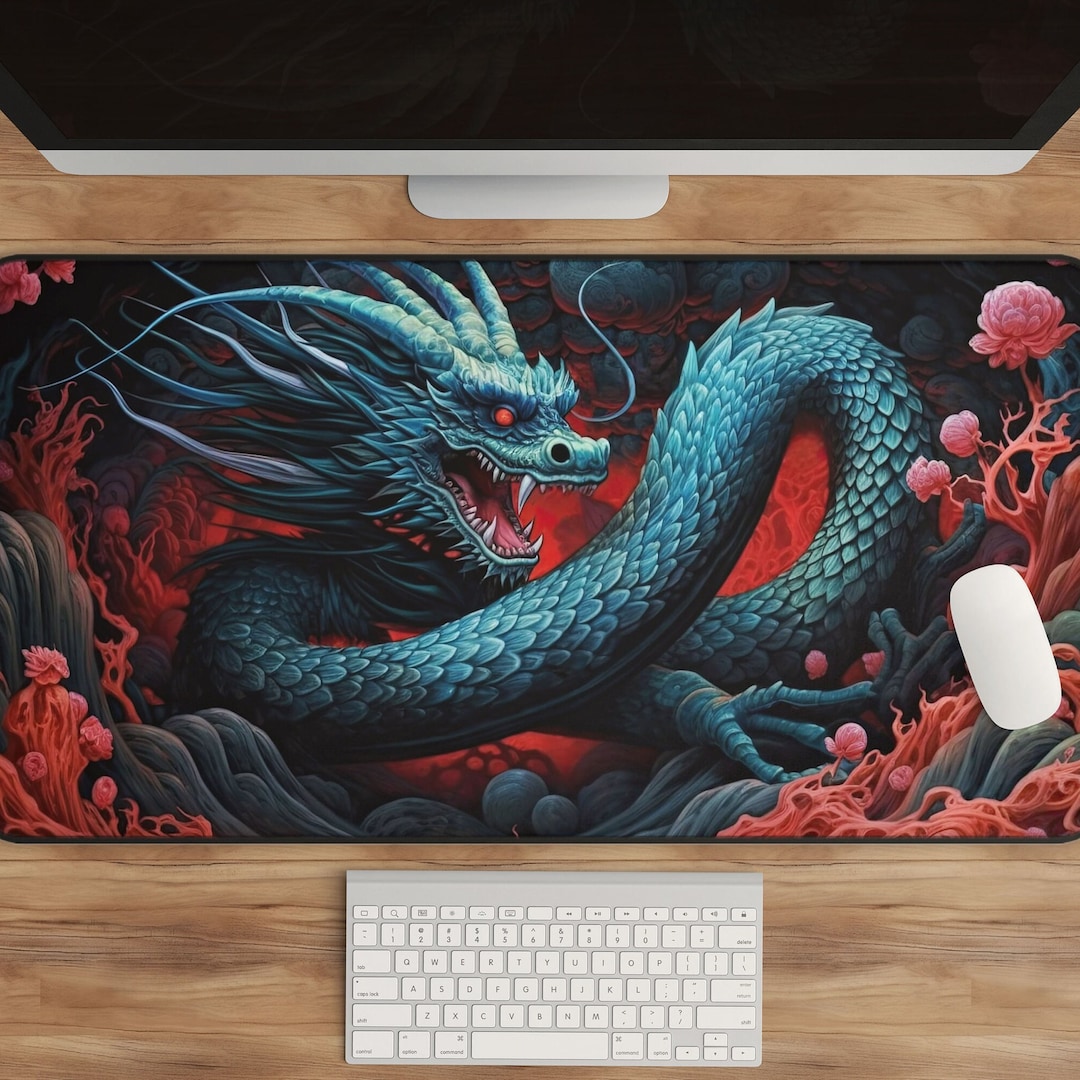Mythical Dragon Desk Mat - Red Dragon XL Mat for Epic Gaming - Tabletop ...