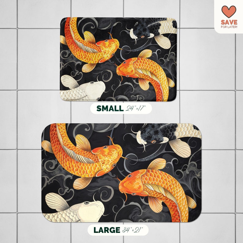 Koi Fish Bath Mat - Japanese Zen Bathroom Decor - Etsy
