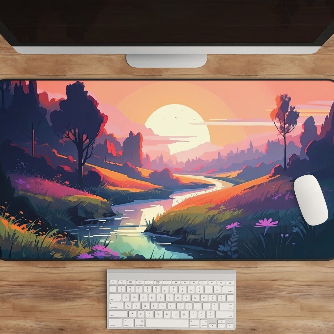 Forest Desk Mat | Sunset Landscape | Gaming Mouse Pad | Oversized ...