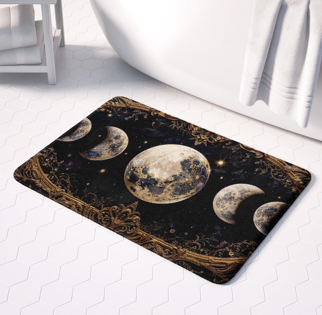 Celestial Bath Mat, Moon Phase Decor, Boho Housewarming Gift ...