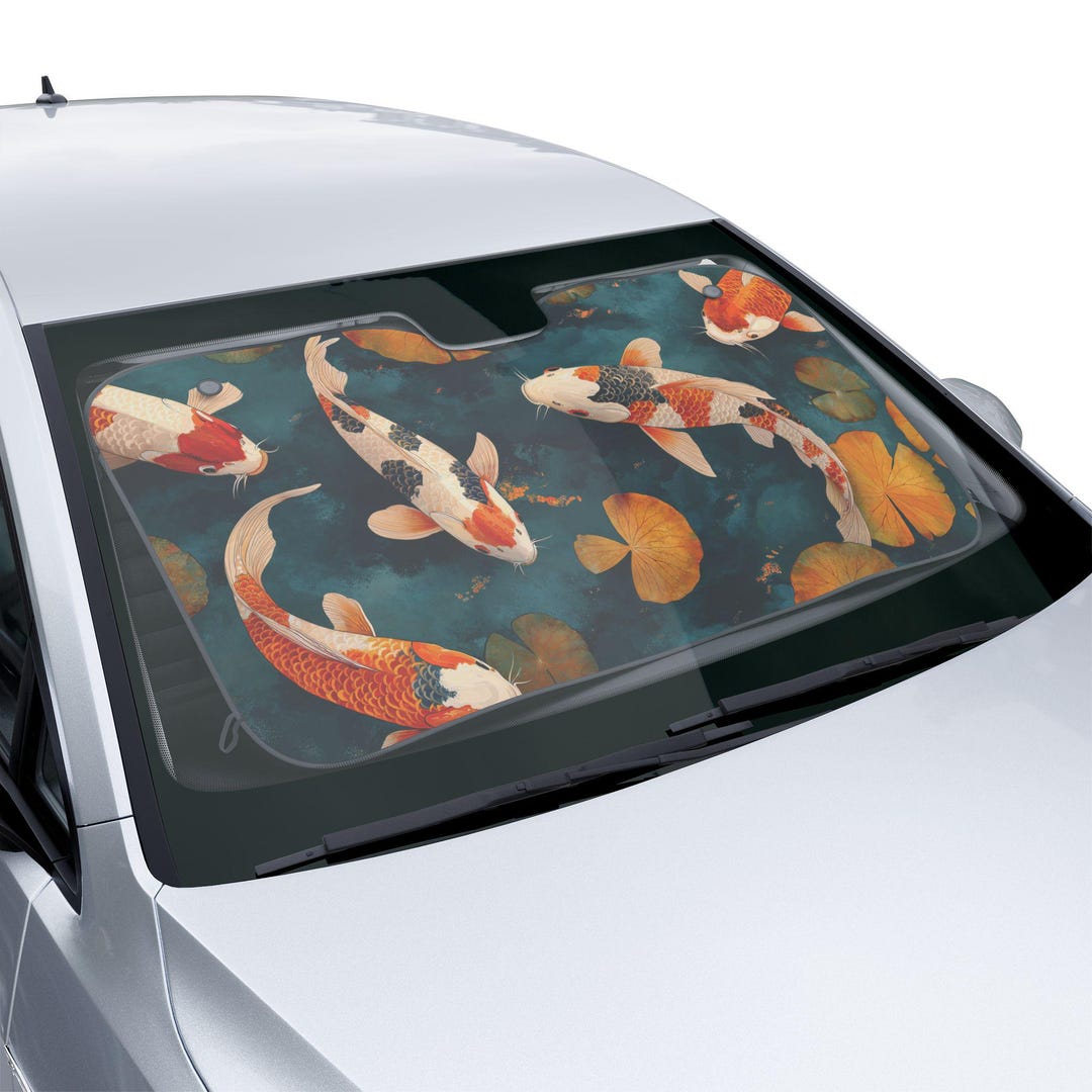 Koi Fish Design Car Sunshade for UV Protection & Cooling | Stylish ...