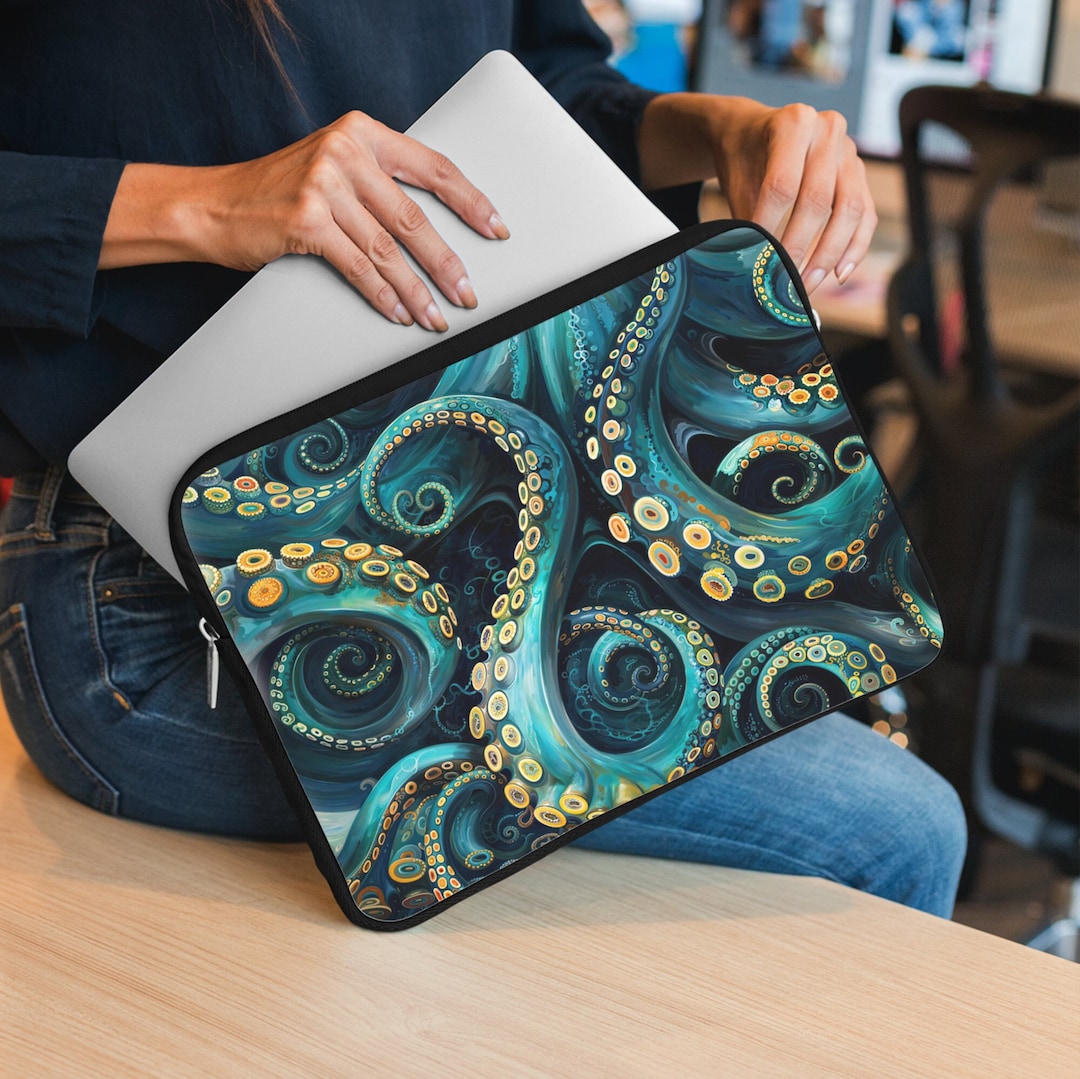Psychedelic Laptop Sleeve - Ocean Wave Art, Colorful Boho Design - Etsy