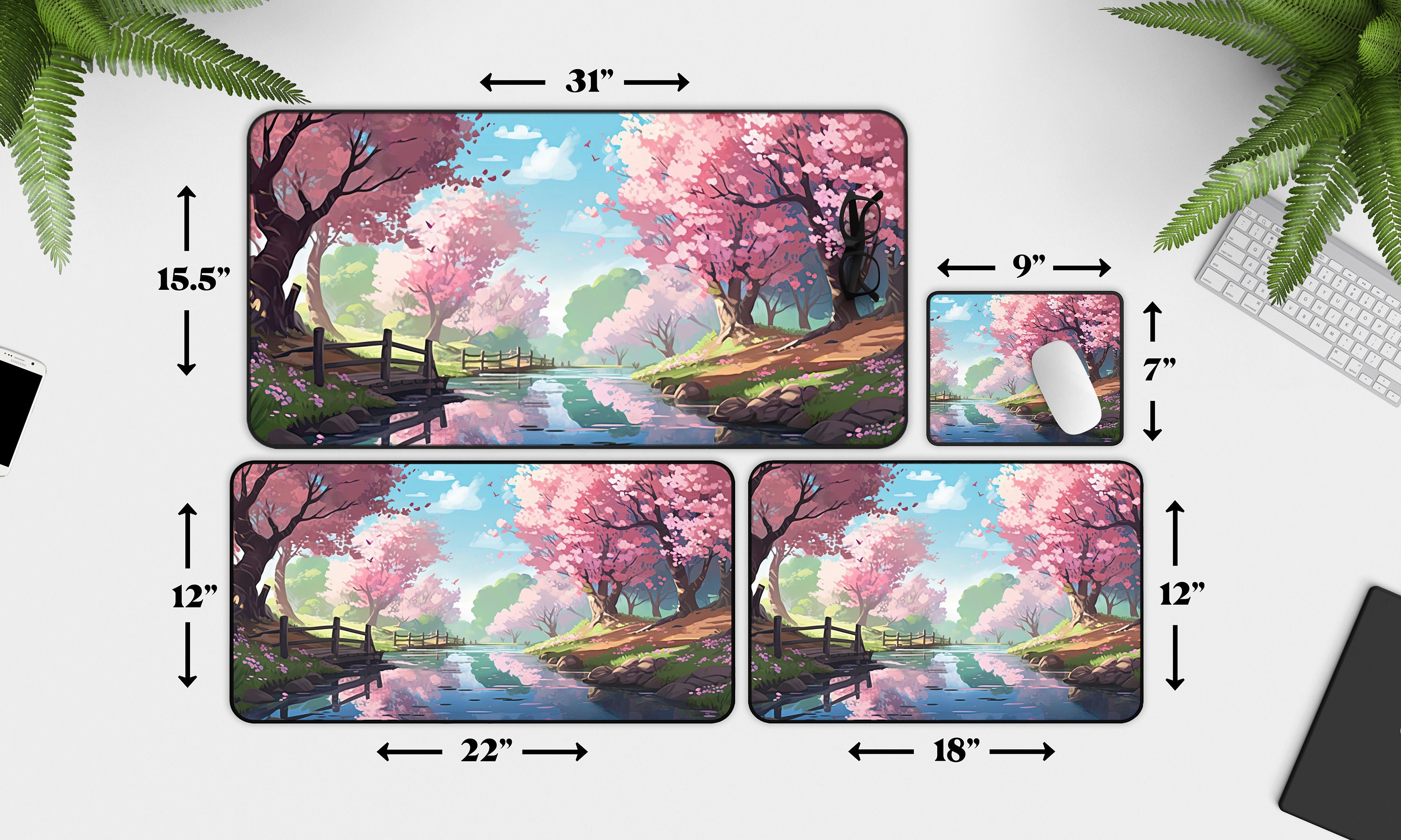 Anime Sakura Desk Mat Cherry Blossom Mouse Pad Spring Desk - Etsy