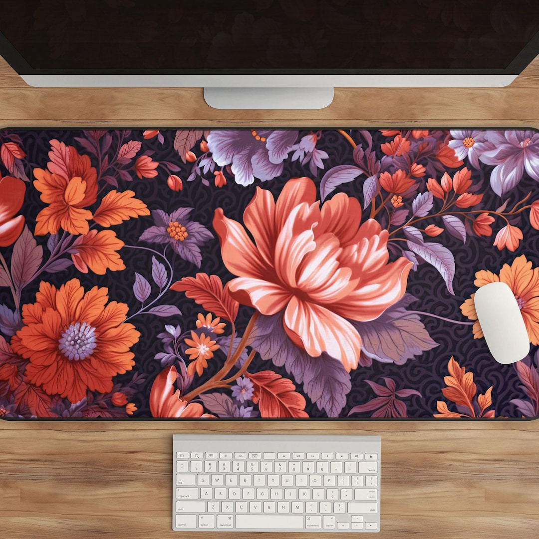 Floral Desk Mat | Flower Mouse Pad | Botanic Desk Mat | Blossom Desk ...
