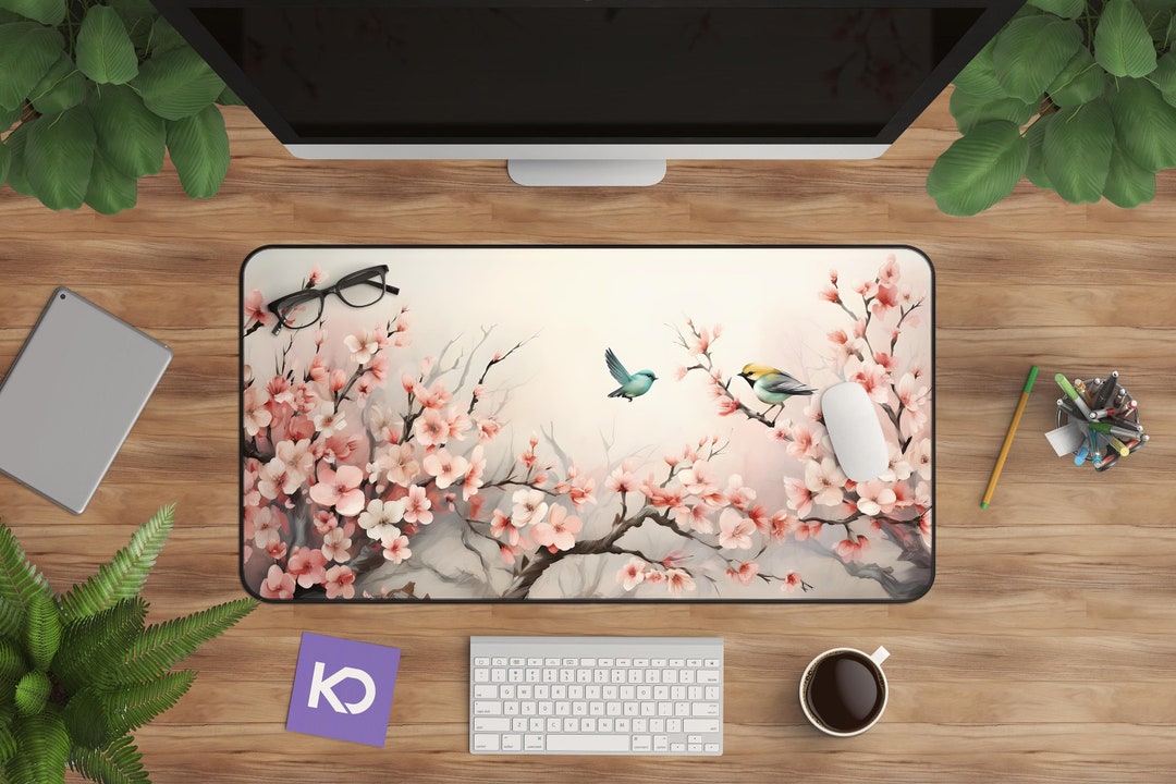 Sakura Desk Mat – Elegant Cherry Blossom Mousepad, Aesthetic and Cute ...