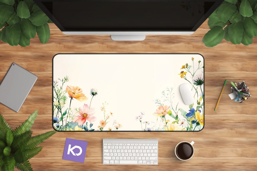 Floral Desk Mat, Large Watercolor Flower Desk Pad for Office, Artistic ...