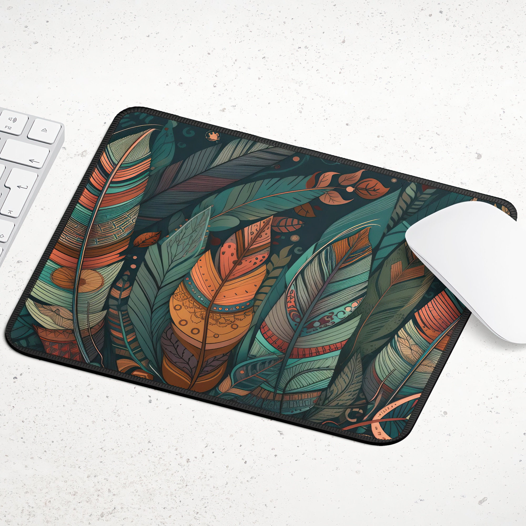 Custom Feather Desk Mat Cute Desk Pad Boho Desk Mat Nature - Etsy