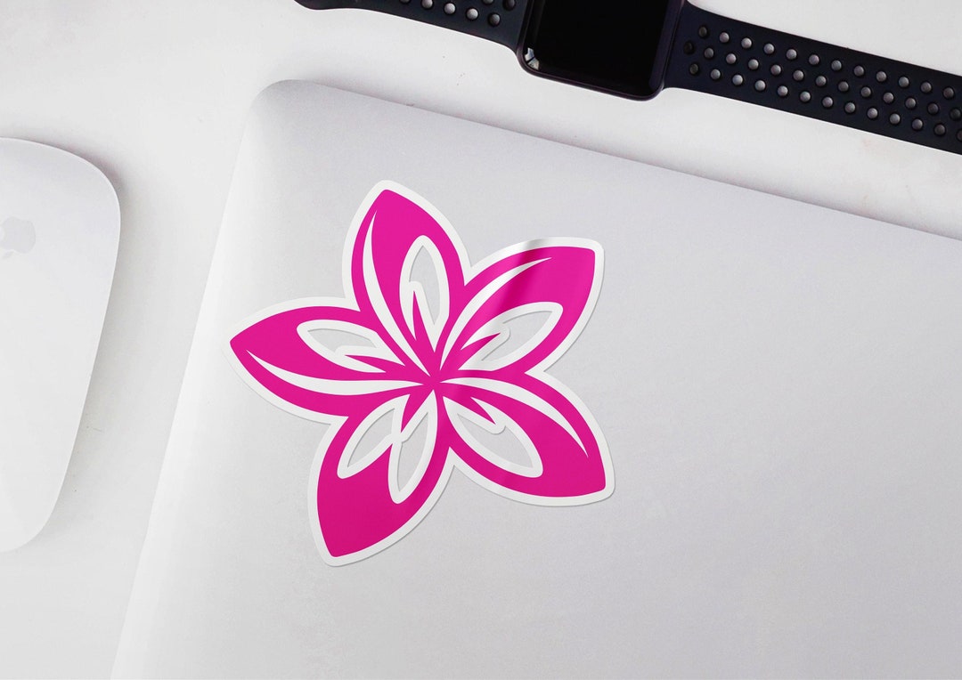 Plumeria Sticker | Cute Pink Flower Decal for Car & Laptop, Waterproof ...