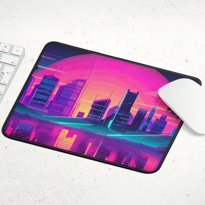 Synthwave Desk Mat: Retro 80s Neon City Extended Mouse Pad - Etsy