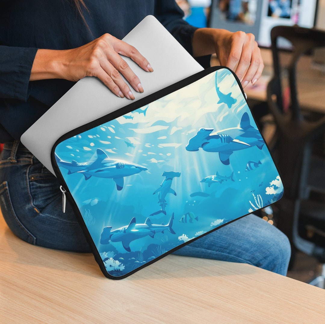 Shark Laptop Sleeve - Adorable Underwater Design for Shark Lovers, Fits ...
