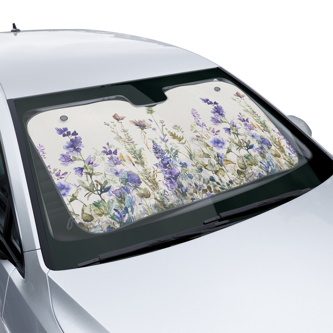 Floral Car Sun Shade - Watercolor Flower Car Accessory for Stylish ...