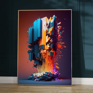 Maximalist Pop Art Print With Bold Geometric Shapes Modern Home Decor ...