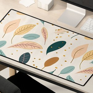 Boho Desk Mat - Playful Golden Autumn Leaves Pattern - Etsy