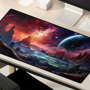 Galaxy Desk Mat | Astral Mouse Pad | Space Office Decor | Cosmic Desk ...