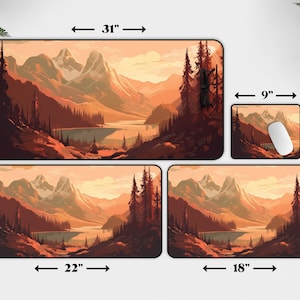 Mountain Sunset Desk Mat: Romantic Scenery With Warm Tones, Large ...