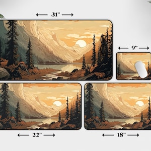 Majestic Mountain Sunset Desk Mat - Serene Nature Landscape, Calming ...