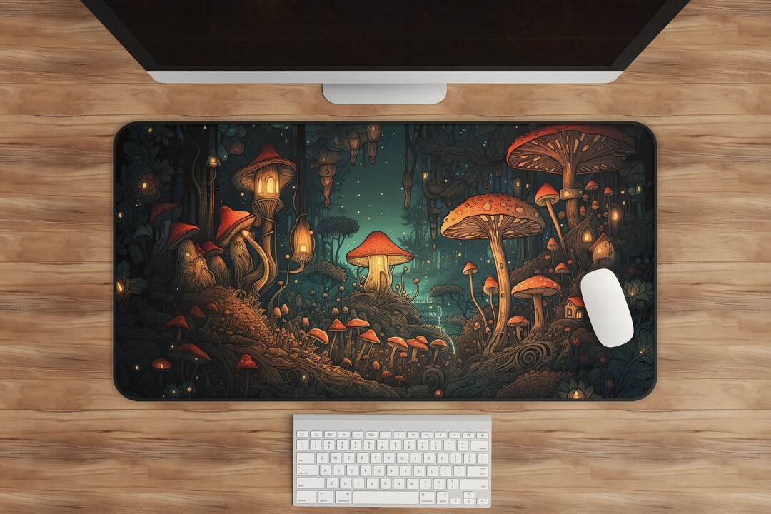 Dark Cottagecore & Witchy Desk Mat Mushroom Forest Extended - Etsy