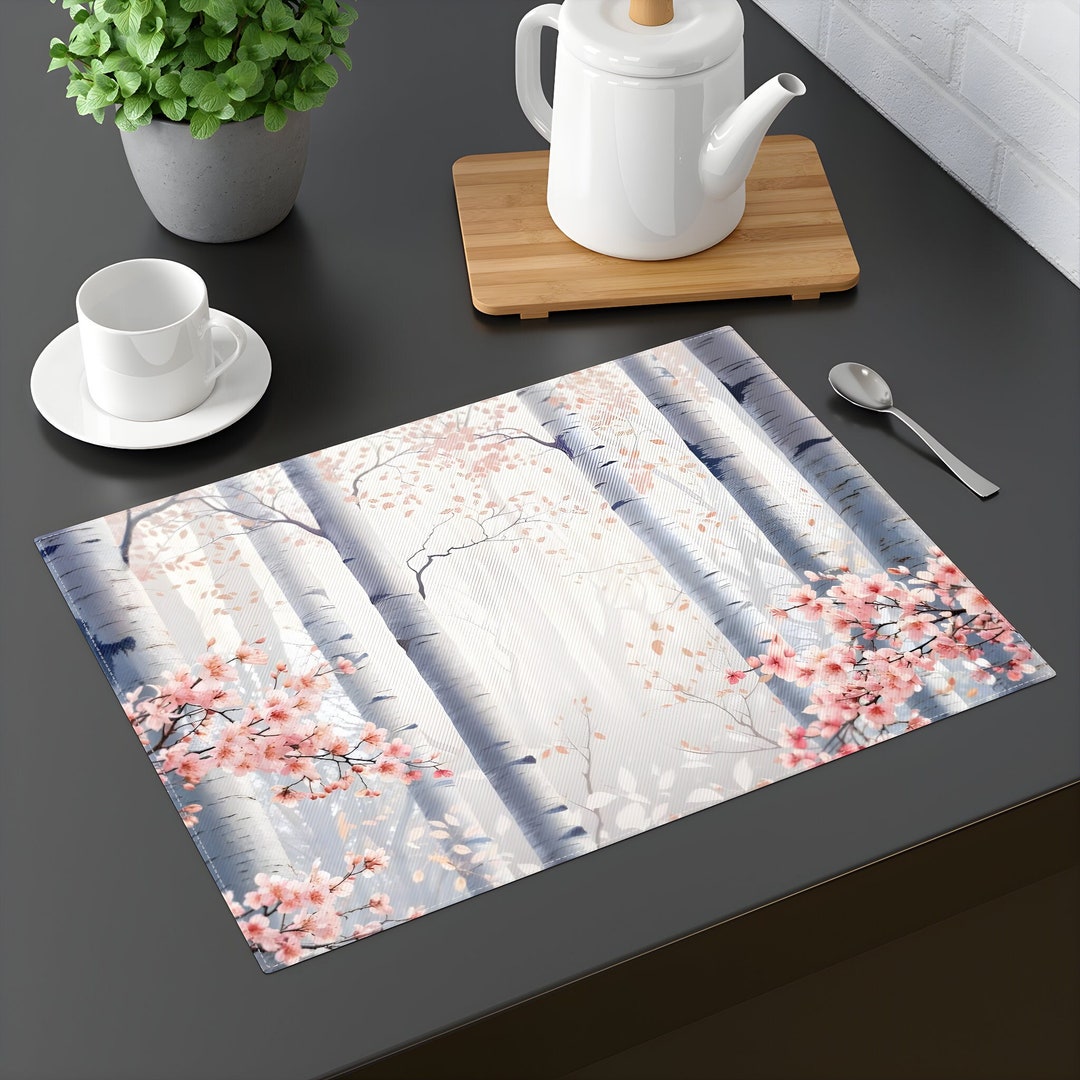 Cherry Blossom Placemat - Elegant Sakura Table Mat for Spring Dining ...
