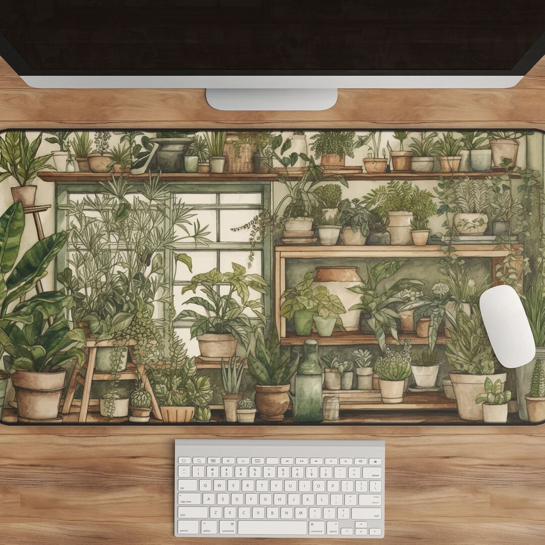 Botanical Desk Mat: Cozy Cottagecore Decor, Indoor Plants Design ...