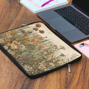 Vintage Aesthetic Laptop Sleeve | Cottagecore & Floral Design | Cute ...