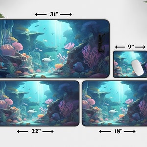 Underwater Desk Mat | Ocean Life Mat | Fish & Coral Design | Aquatic ...