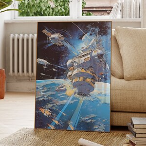 60s Sci Fi Art Print | Futuristic Space Station & Anime Poster | Retro ...