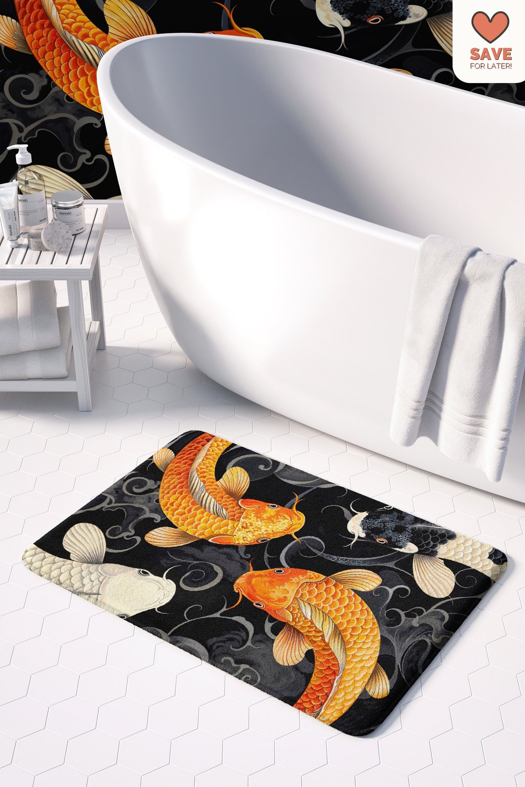 Koi Fish Bath Mat - Japanese Zen Bathroom Decor - Etsy Canada