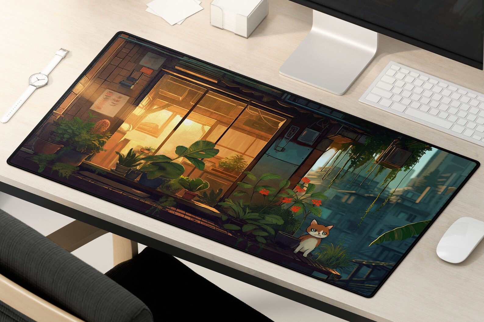 Anime Cat Desk Mat Vibrant Mouse Pad Colorful Desk Mat - Etsy