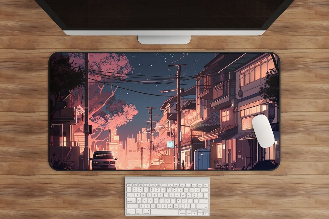 XL Lofi Anime Desk Mat Tokyo Sakura Night Cityscape - Etsy
